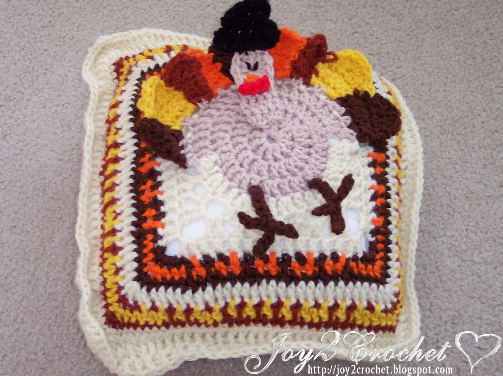 Joy 2 Crochet: Cute Turkey Pillow/Square