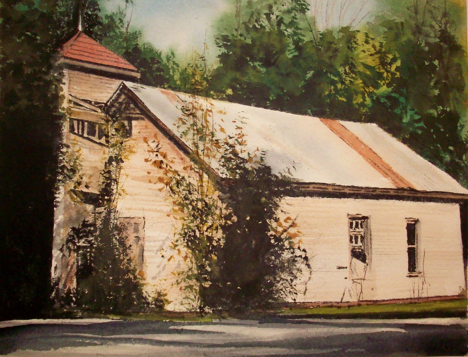 Arni's Art Blog: "OLD DARRACOTT ROAD CHURCH" Aberdeen, Mississippi