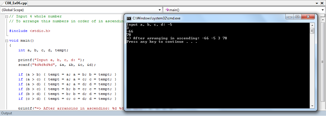 Arranging numbers in ascending order in C - C Source Code - C++ Source Code