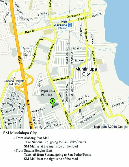 Welcome to the Christian World Nicole!: Map to SM City Muntinlupa