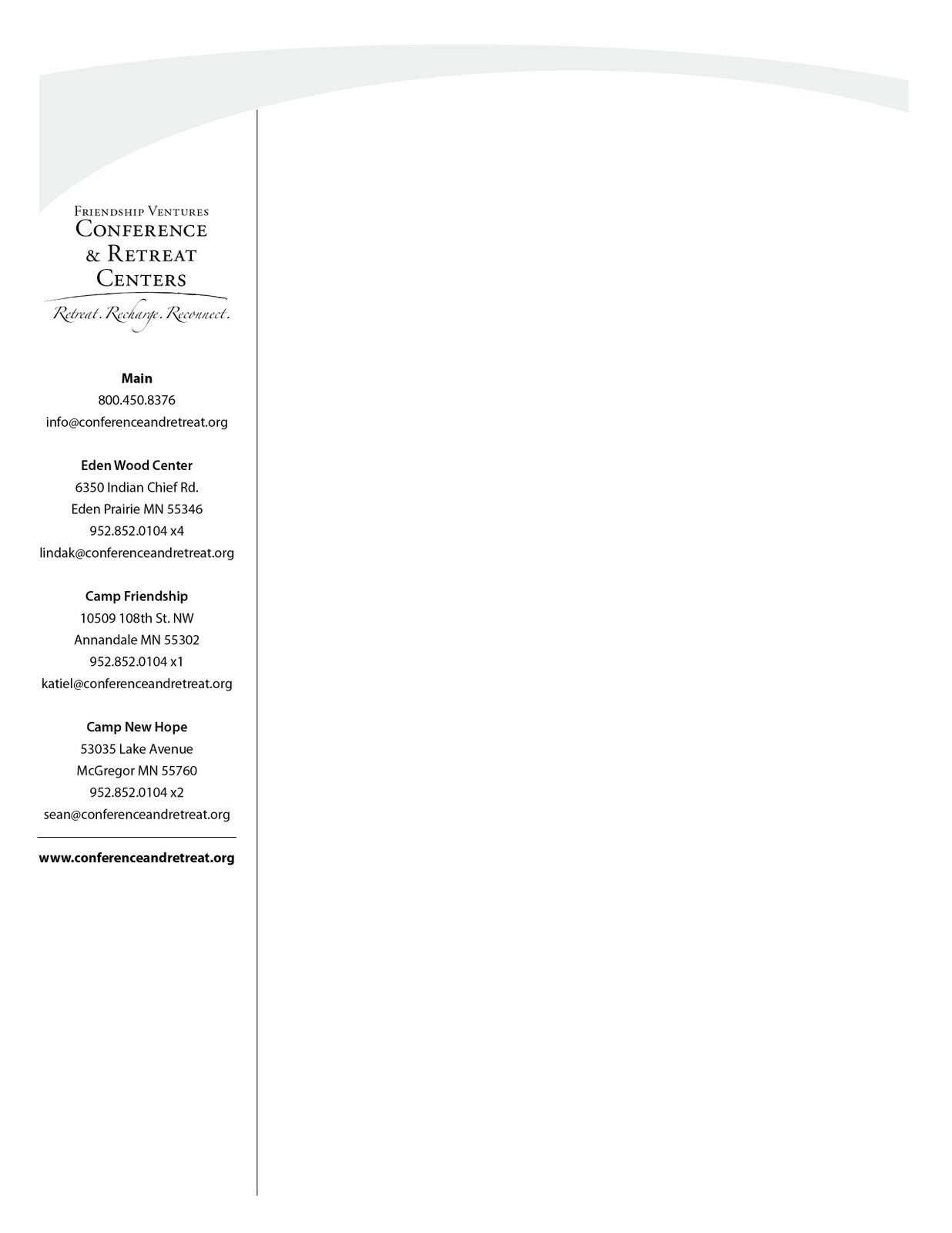 Melissa Wilsford Design: Letterhead: Conference & Retreat Centers