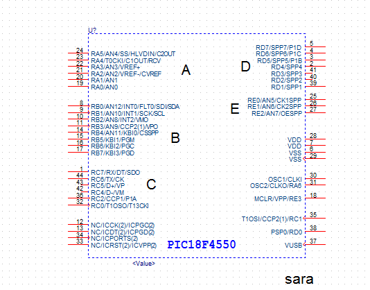Desarrollo y construcción de Prototipos electrónicos: Pic 18f4550. Pines