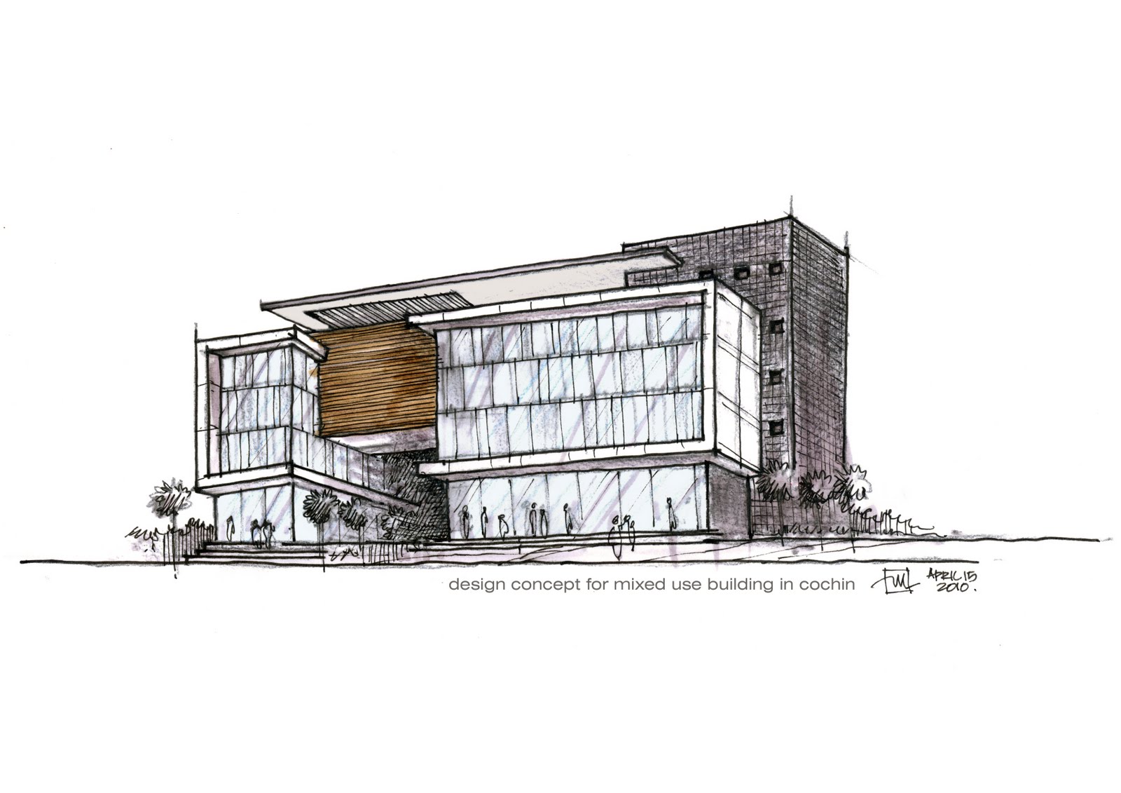mixed use building - design concept1 | Concept architecture, Mix use ...
