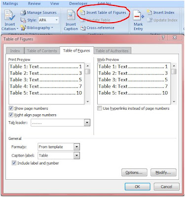 How to create a List of Tables ~ Academic Documents