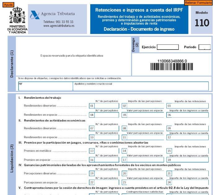 CONOCE TUS IMPUESTOS: MODELO 110 - RENTECIONES E INGRESOS A CTA IRPF