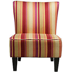 Chi Omega Decor: Hali Armless Wine Red Stripe Chair