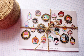 Happy Drawings for Happy People by Minifanfan: Postcard and sticker set.