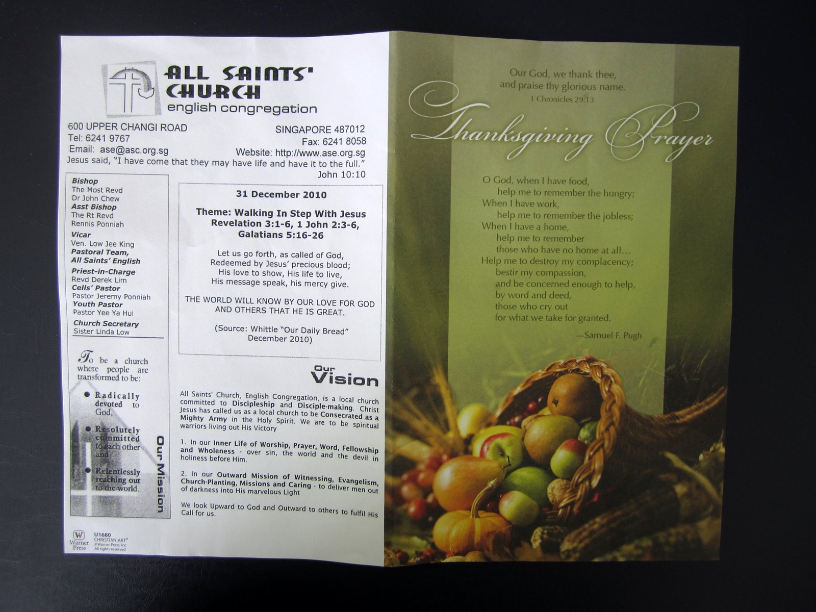 All Saints' Church Singapore (English Congregation) : Watch night ...