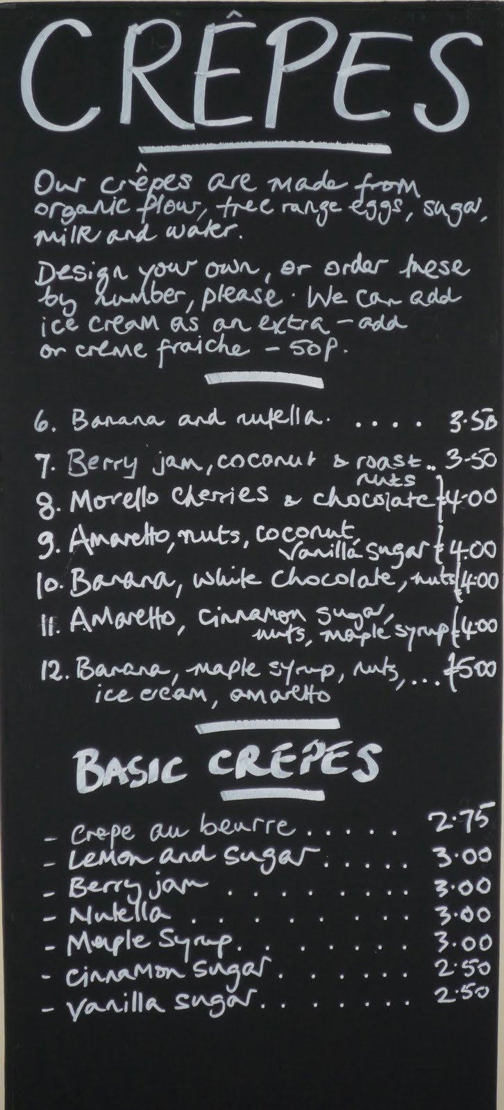 Coffee Workshop Creperie: Crepe Menu