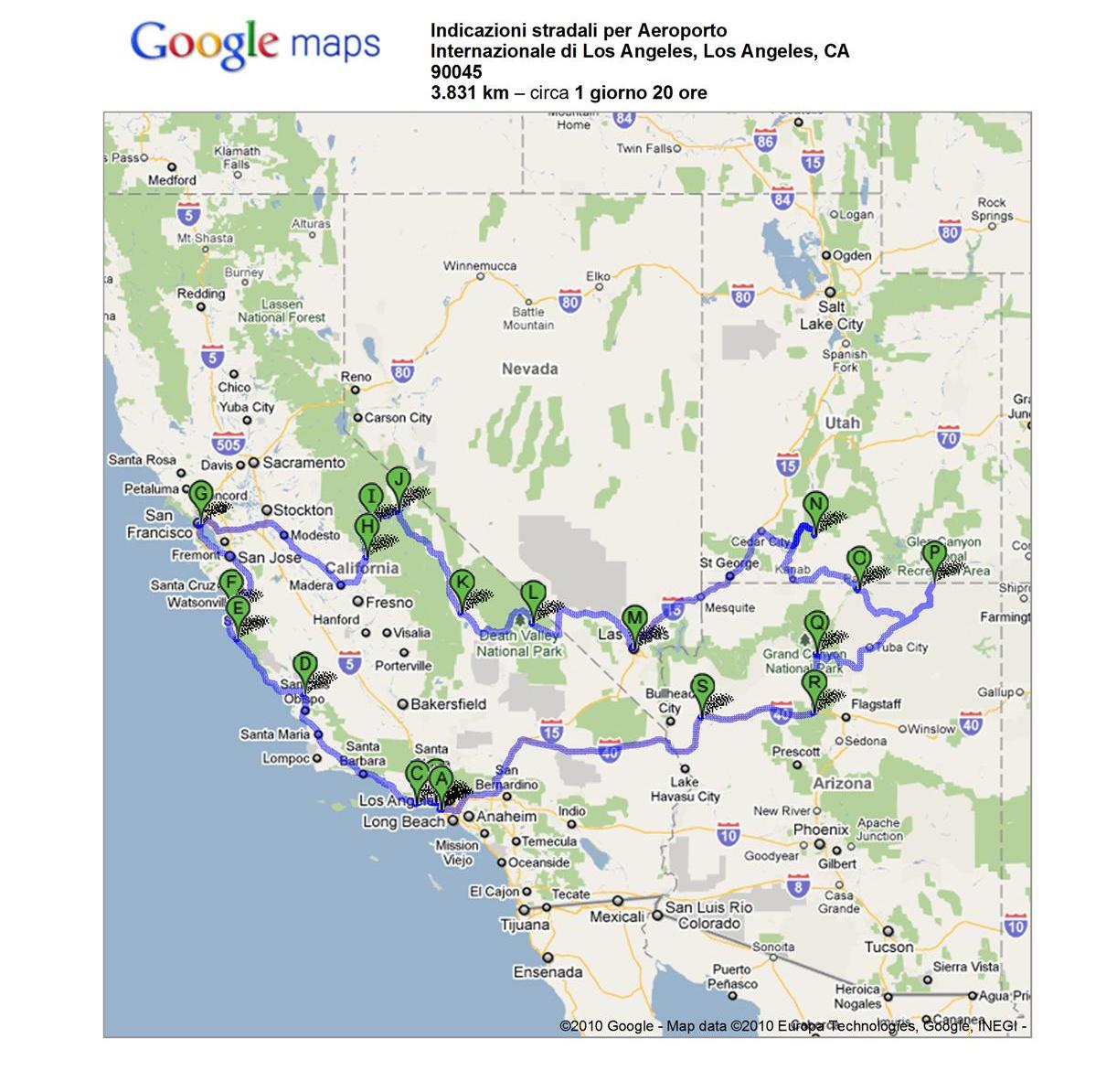 My personal bloG: Prove tecniche di itinerario Viaggio in USA West Coast