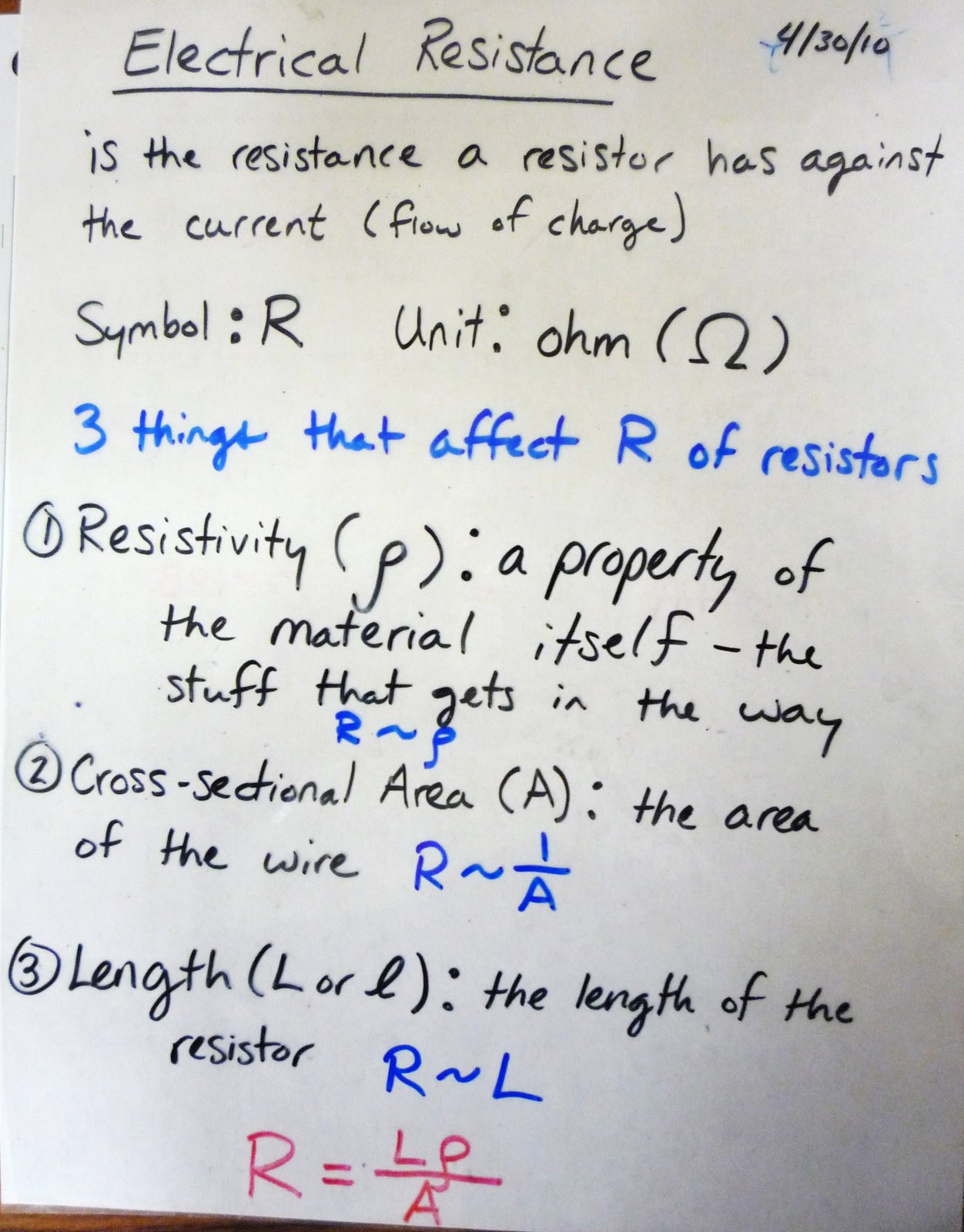 Physics at Desert View High School: Electrical Resistance