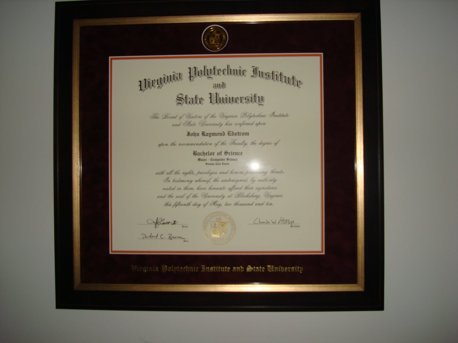 Photons and Electrons: John Edstrom's Graduation Weekend at Virginia Tech