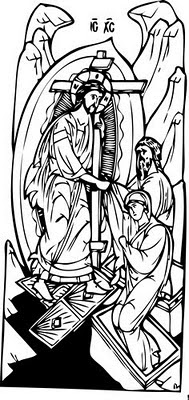 Hristos împărtăşit copiilor: Planşe de colorat cu Învierea