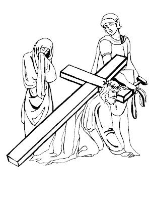 Hristos împărtăşit copiilor: Planşe de colorat cu Răstignirea Domnului