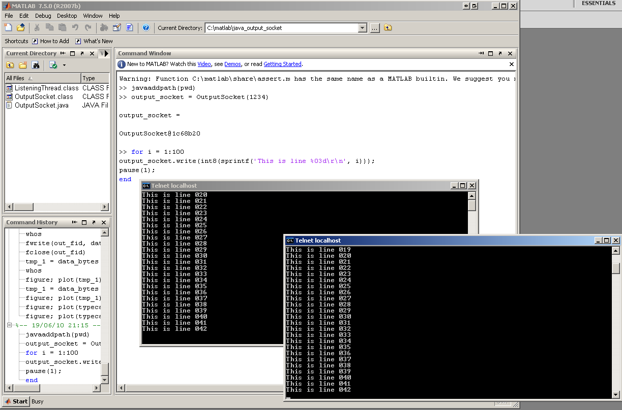 Gaffer Tape and Matlab... Its all you need: Non-blocking Output Socket