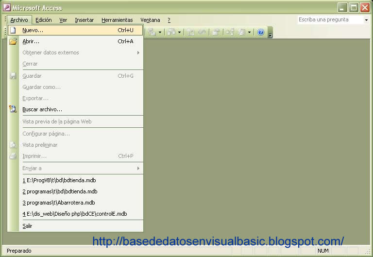 Manejo De Base De Datos En Visual Basic 60 Creación De La Base De Datos 0396