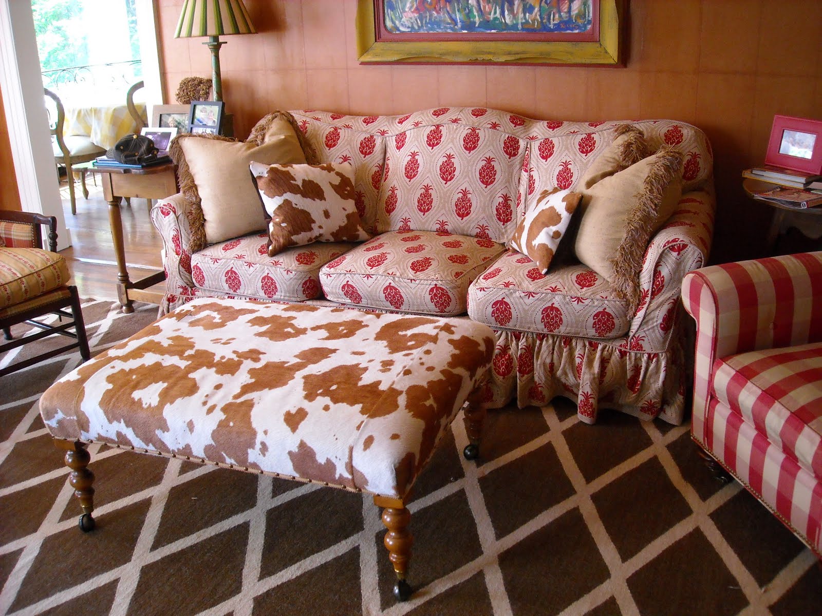 Custom Made Slipcovers: 3 Cushion Sofa with a ruffle skirt