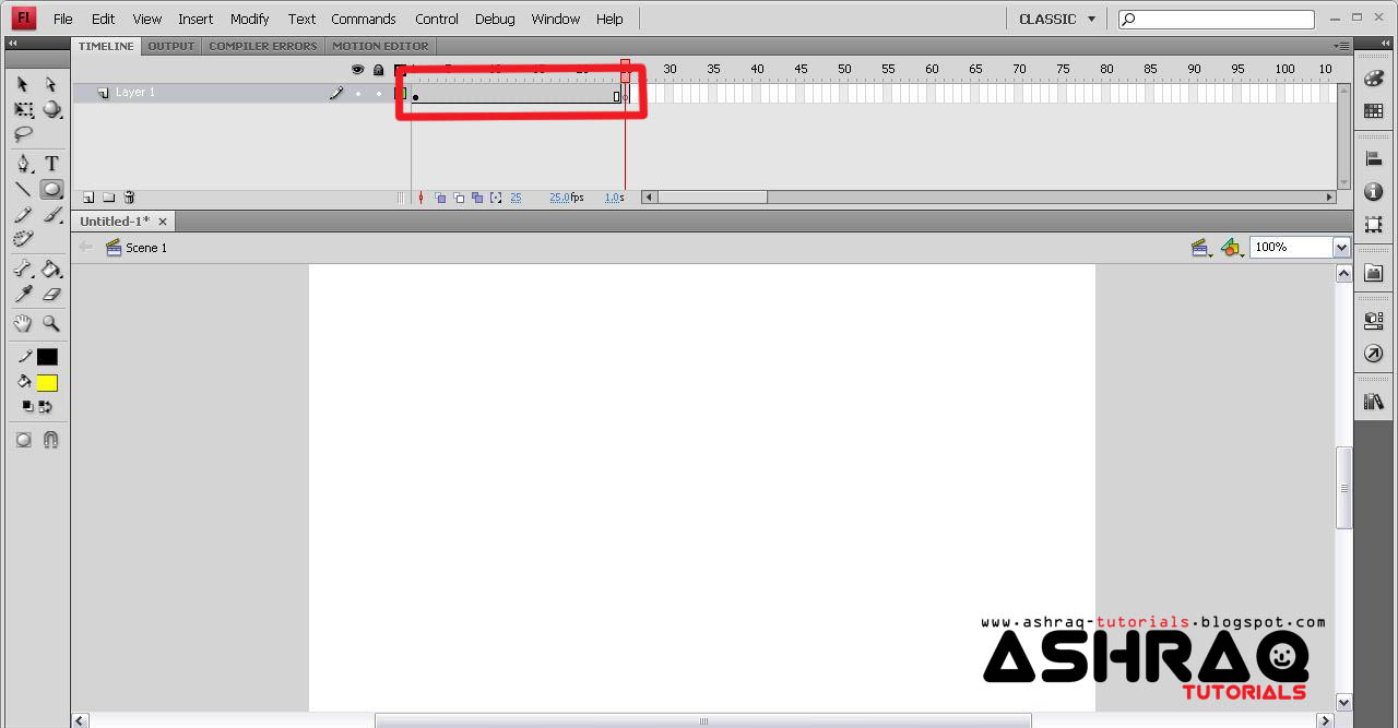 Tutorial Adobe Flash Dalam Bahasa Melayu...: Membuat animasi Shape Tween menggunakan Adobe Flash CS4