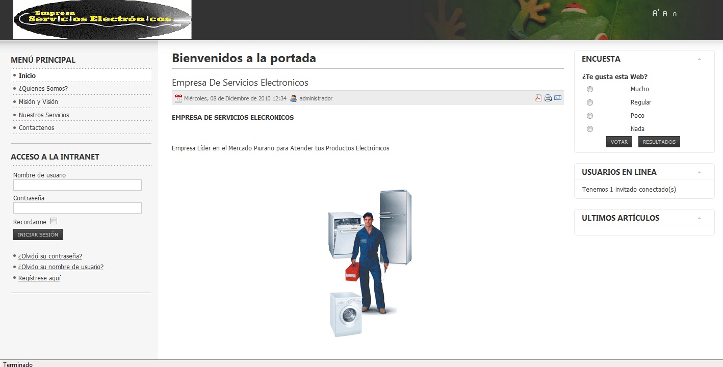 SiG: Empresa de Servicios Electrónicos: Implementacion de la Web ...