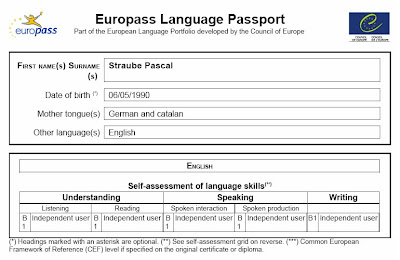 Pascal's Portfolio: My Europass Language Passport