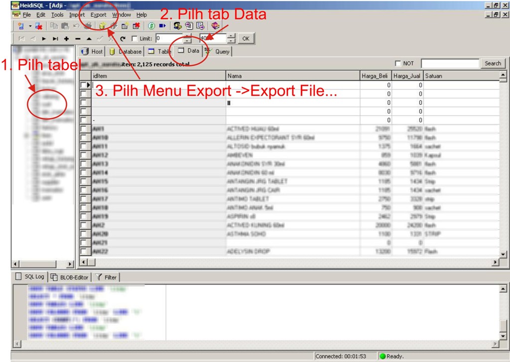 Jalan....: export sql table ke excel menggunakan Heidi SQL