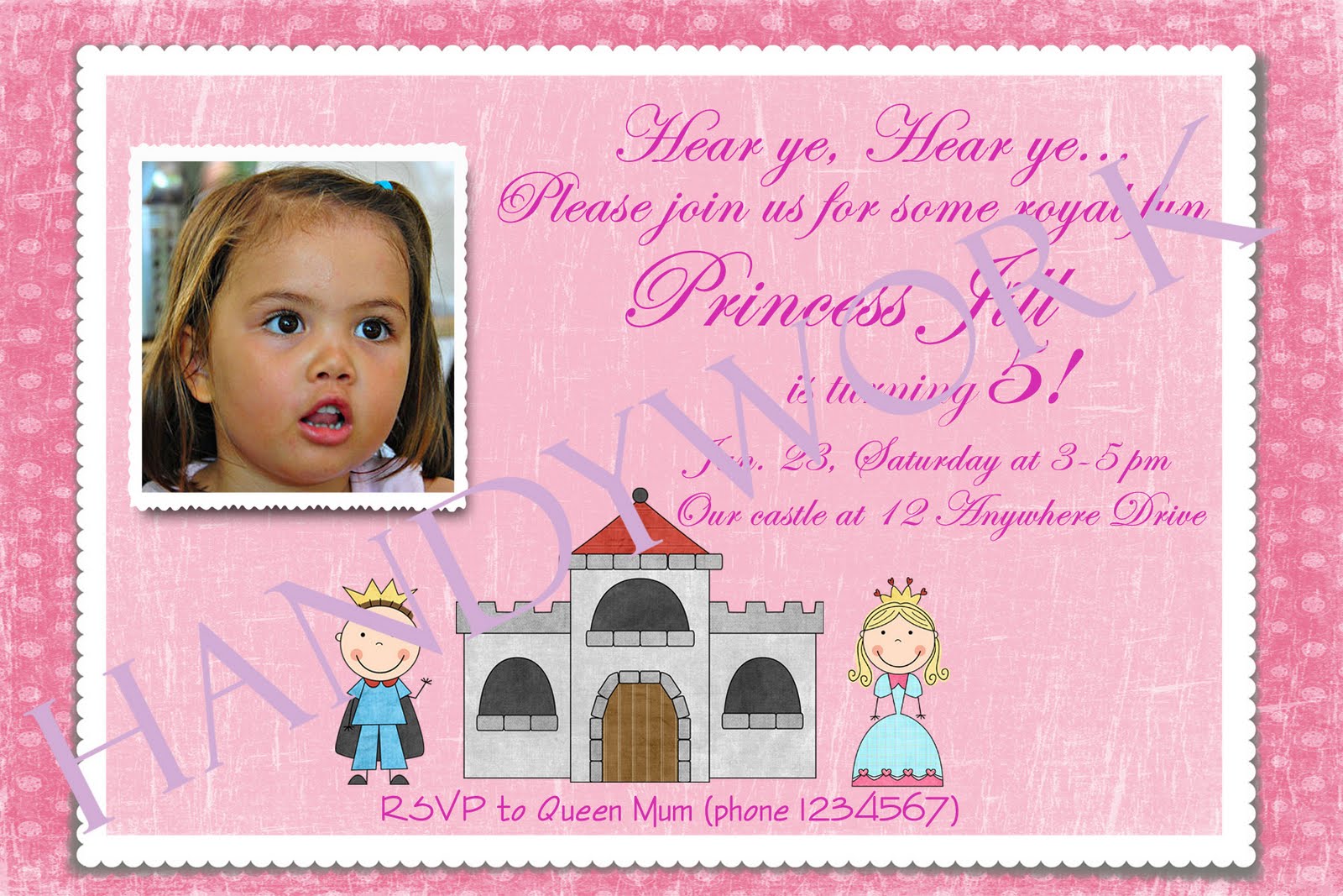 HandyWork: Fairy Tale Princess Party - Customised Invitation and Thank ...