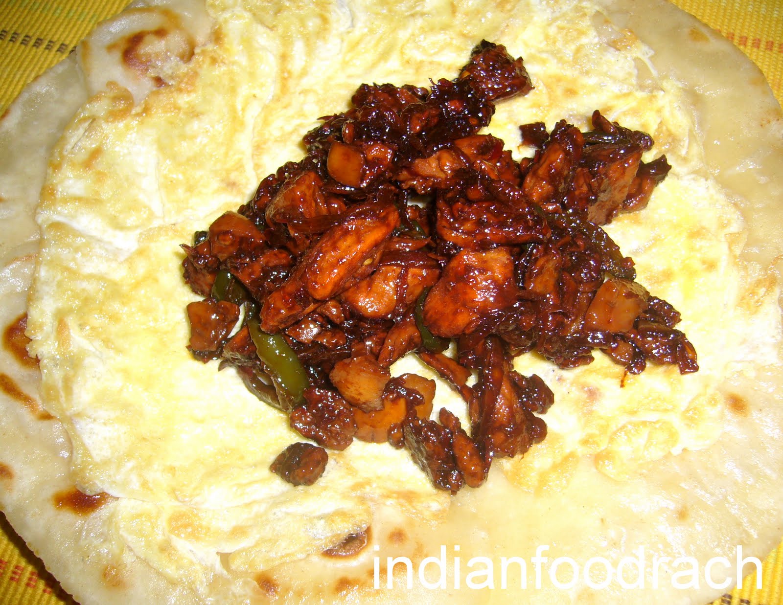 INDIAN FOOD: Chappathi - Egg wraps (Asian Chicken filling)