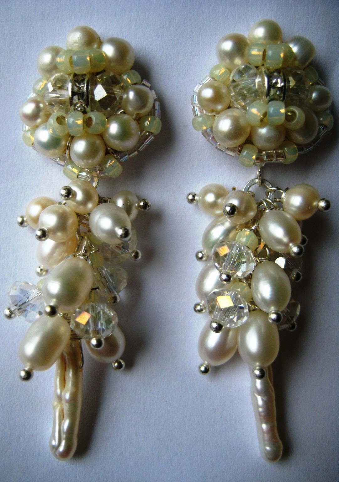 -629- Cercei perle de cultura, perle Biwa, cristale bohemia, margele ...