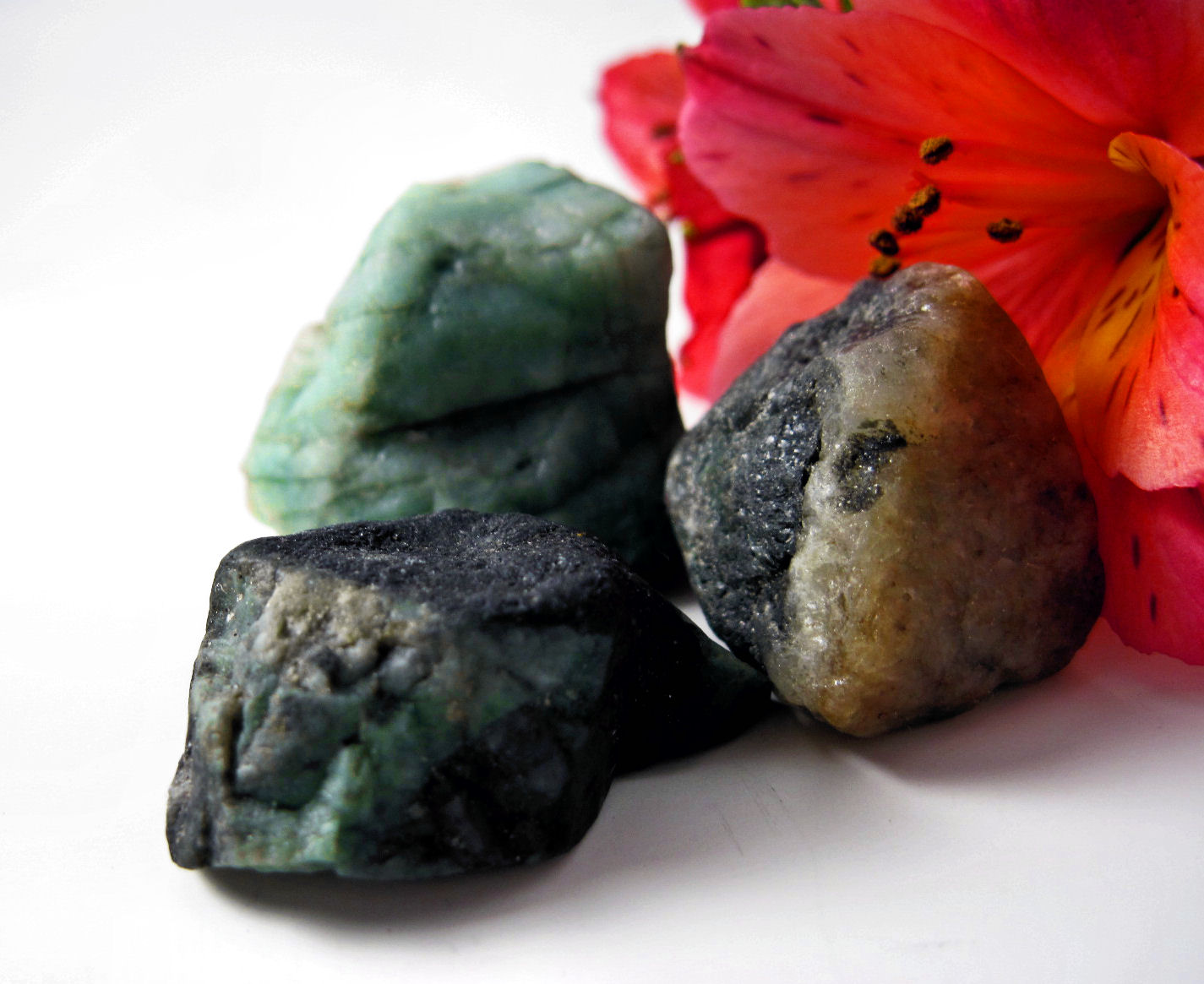 Ethereal Energies of Quartz Crystals: Raw Emeralds in Black Limestone ...