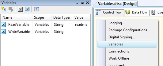 Microsoft Sql Server Integration Services How To Use Variables In A