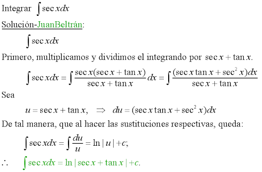 Cálculo21: Integral de sec(x)