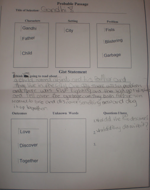 Demonstration Classroom Sharing: Pre-Reading Strategies: PROBABLE PASSAGE