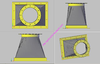 Gambar AutoCad 2D Dan 3D: Gambar Ducting Reducer Kotak Ke Bulat