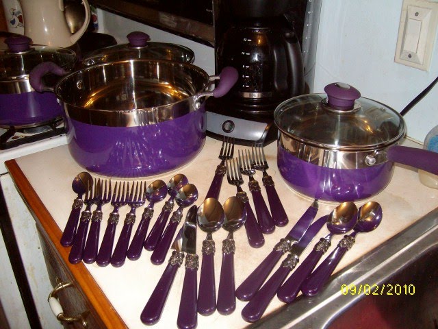 Welcome to Simply Jean's: NEW - Purple Pots, Pans & Silverware