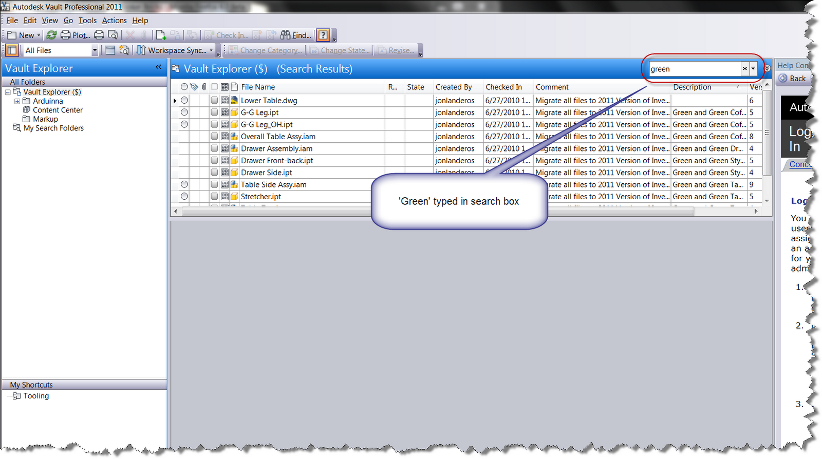 A search for 'Green'