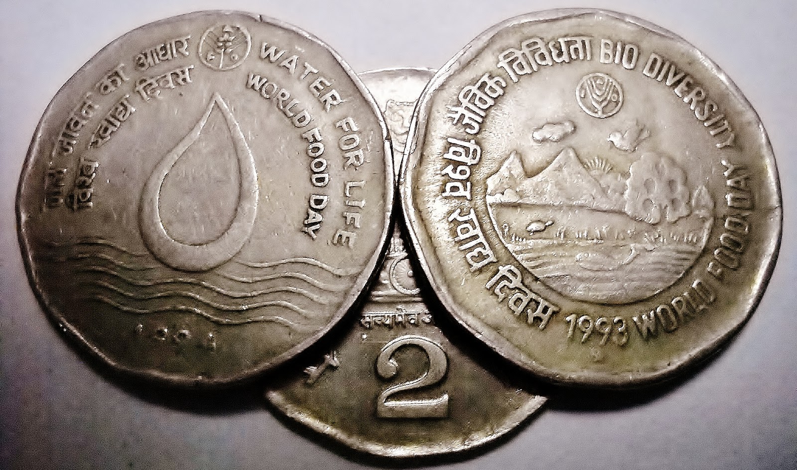 Antiques: 2 rupee coins | WORLD FOOD DAY