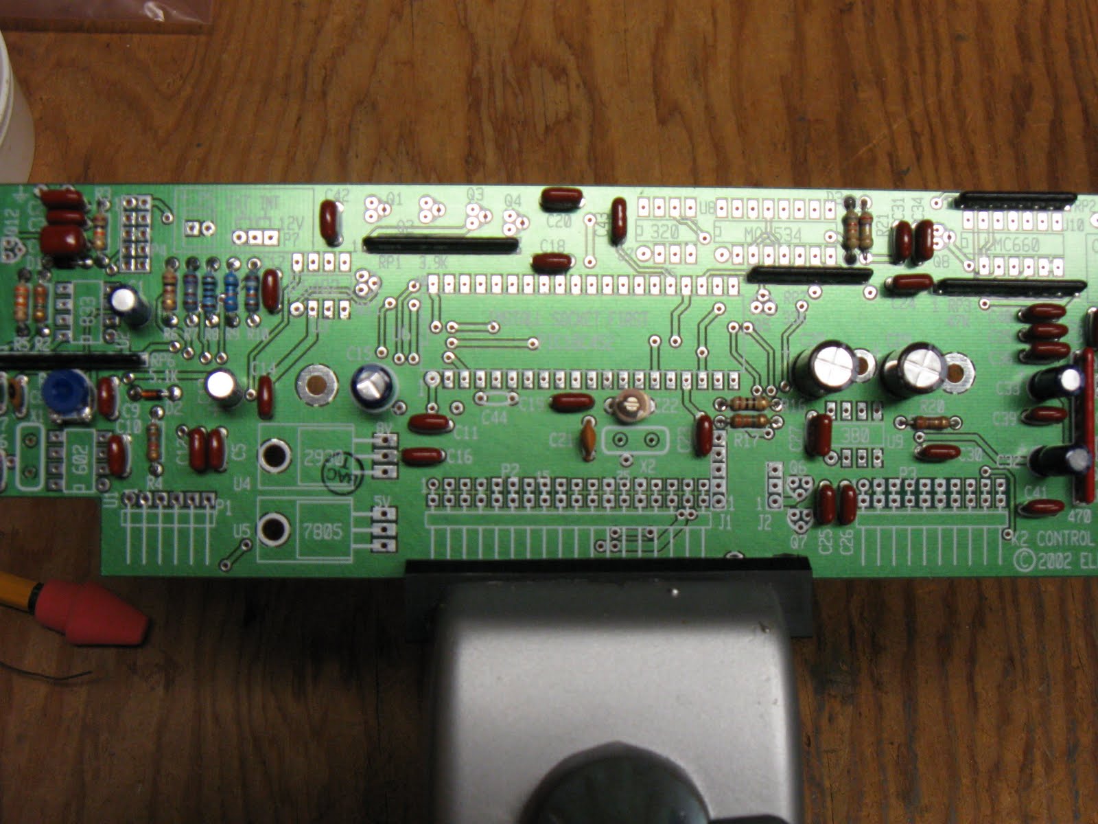 Building The Elecraft K2: Control board capacitors are installed