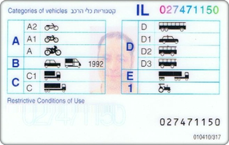 Documentos: Israeli Driving Licence