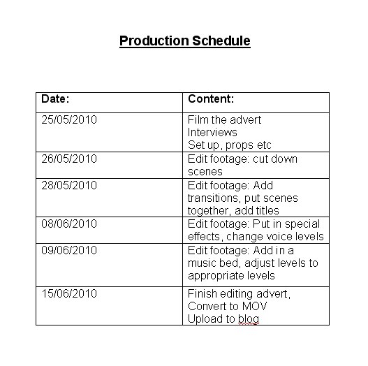Btec Tv and Film Portfolio: Unit 29: Advertisement Production For ...