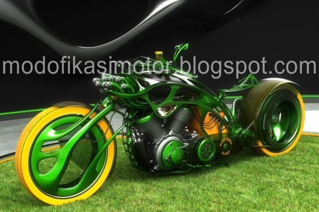 Motor Modifications: Modifikasi Motor Vespa Chopper Green Style Concept