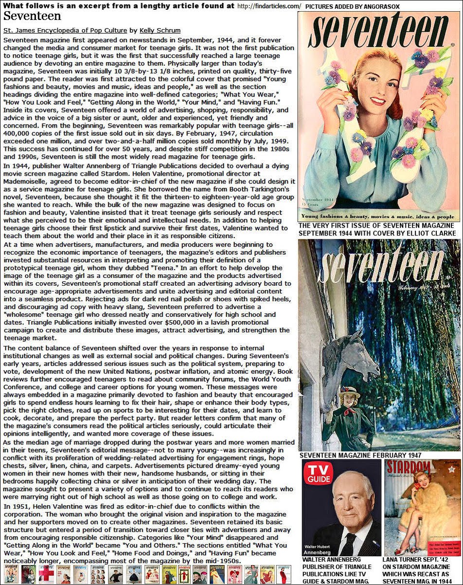 Seventeen Magazine Vintage: 1944 INTRODUCTION TO SEVENTEEN MAGAZINE