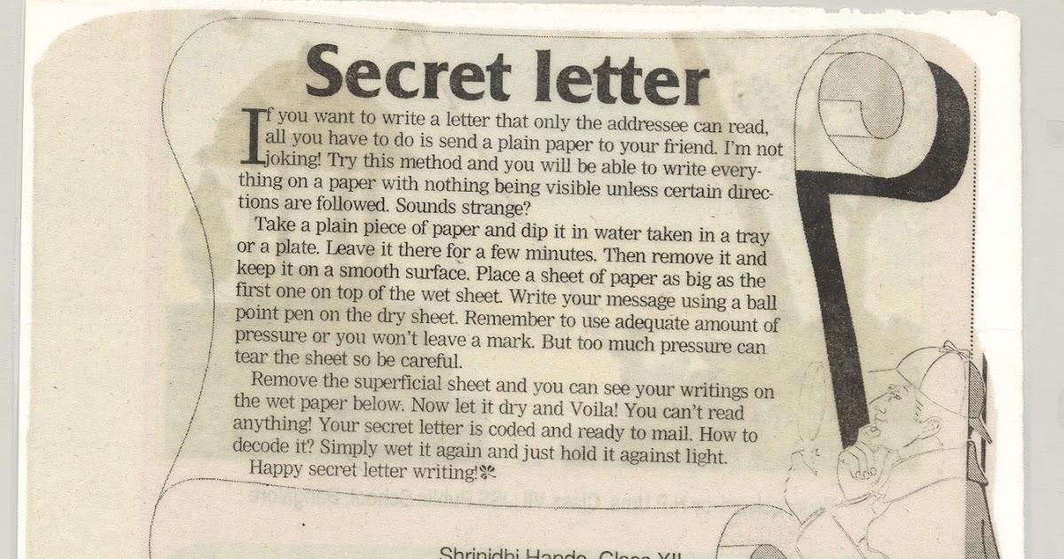 How to write Secret Letters? ~ eNidhi India