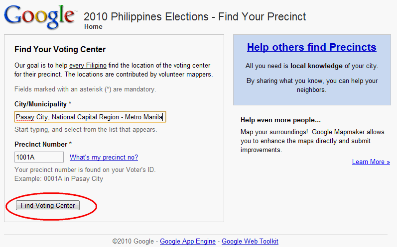 Find Your Voting Precinct for National Elections 2010 Using Google's ...