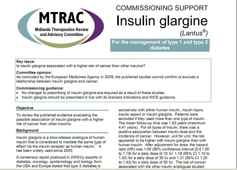 Informe de la MTRAC sobre la insulina glargina y el cáncer - Blog de la ...