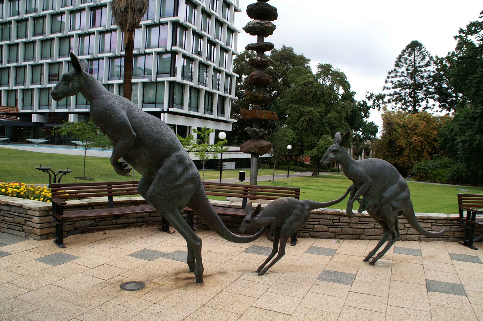 Laurence and Henry's Big Adventure: Kangaroo Sculpture in Perth