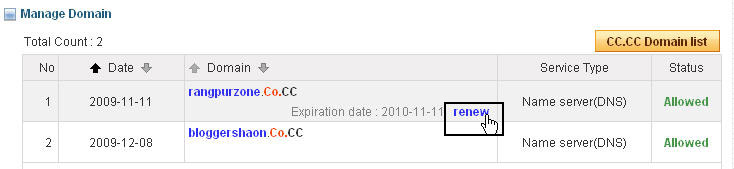 How to re-new your CO.CC Domain for free? ~ RangpurSource