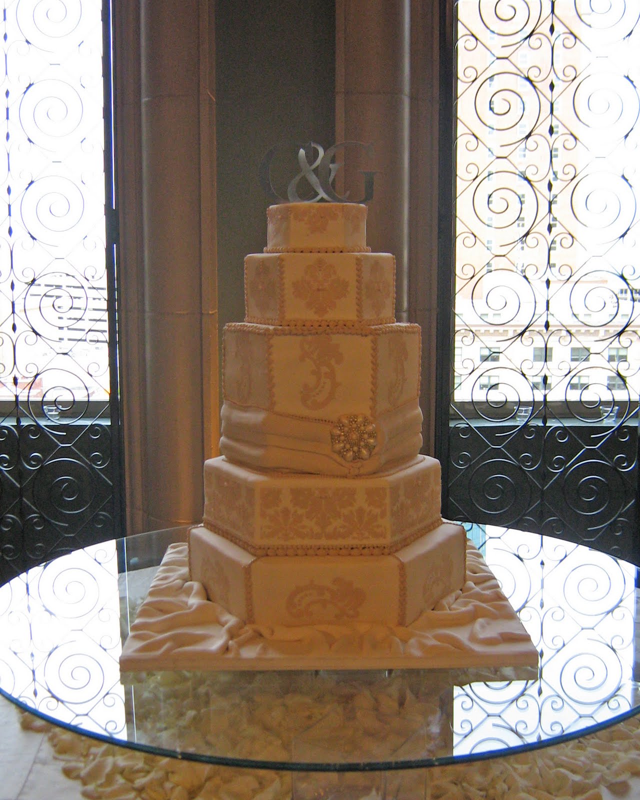 Sublime Bakery: Elegant Ivory Hexagonal Wedding Cake with Edible Sugar ...