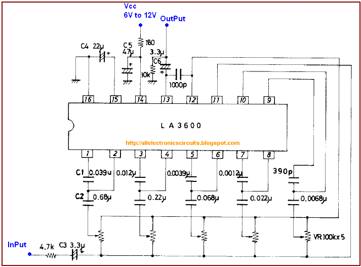 All Electronics circuits: 5-Band Graphic Equalizer , Easy to Disign ...
