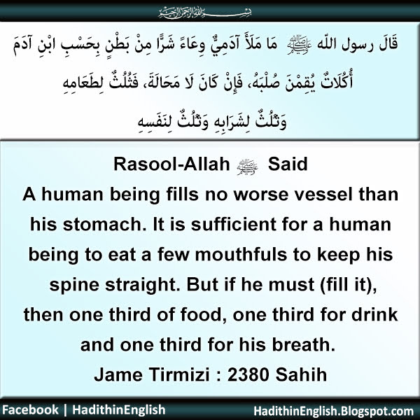 HadithinEnglish.Blogspot.com: Mafhum e Hadith : A person should not Eat ...
