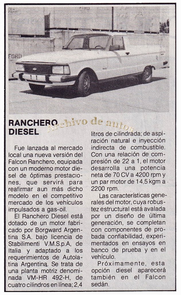 Archivo de autos: Ford Falcon Ranchero Diesel presentado en el año 1988
